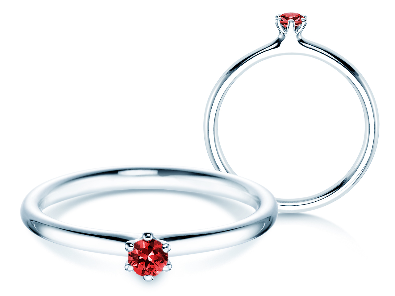 Verlobungsring Classic Colour in 14K Weißgold mit Rubin 0,05ct